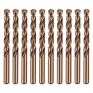 HSS Cobalt Drill Bit Set 11/64 Inch 10Pcs M35 Co Twist Jobber Length Steel Metal Drill Bits