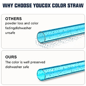 YOUCOX 10 Pack Replacement Straw for Stanley 40 oz 30 oz Cup Tumbler with handle, Color Glitter Reusable Straws with Cleaning Brush for Stanley Adventure Travel Tumbler Accessories, Dishwasher Safe