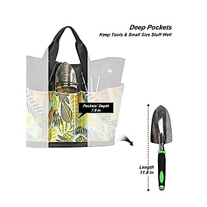 GERYMU Garden Tool Bag, 8 Pockets Garden Tote Bag, Heavy Duty Oxford Garden Tool Storage Bag, Gardening Tool Kit Holder (Floral Yellow)