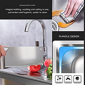 Utility Stainless Steel Single Bowl Kitchen Sink,Commercial Restaurant Movable Free-standing Sink,Laundry Sink,Portable Sink,with Faucet,Drainer,Drain Pipe,Storage Shelf,for Farmhouse,Outdoor,Garage (