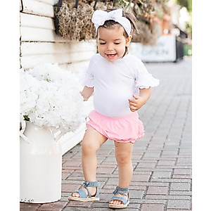 RuffleButts® Baby/Toddler Girls White Ruffle Sleeve Bodysuit - 18-24m