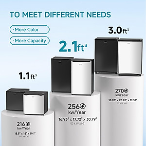 BANGSON 2.1 Cu.ft Upright Freezer, Compact Mini Freezer with Reversible Door, Adjustable Thermostat, Removable Shelves, Energy-Saving Small Freezer for Garage/Dorm/Office/Apartment, Silver