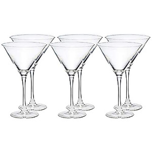 Amazon Basics Chelsea Martini Glass Set, 10-Ounce, Set of 6, Clear