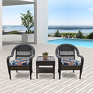 JMGBird Outdoor Chair Cushions Set of 4 Patio Cushions D16 x W17 Inch with Ties, Outdoor Chair Pad for Patio Furniture Upgrade Thicker