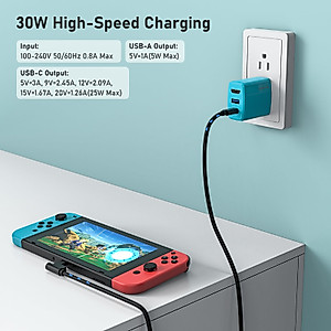 Switch Dock Charger HDMI Adapter for Nintendo Switch/OLED, Switch Docking Station Replacement for Original Dock Set, Portable 30W High-Speed with USB 3.0 Port, USB-C to USB-C Cable(Blue)