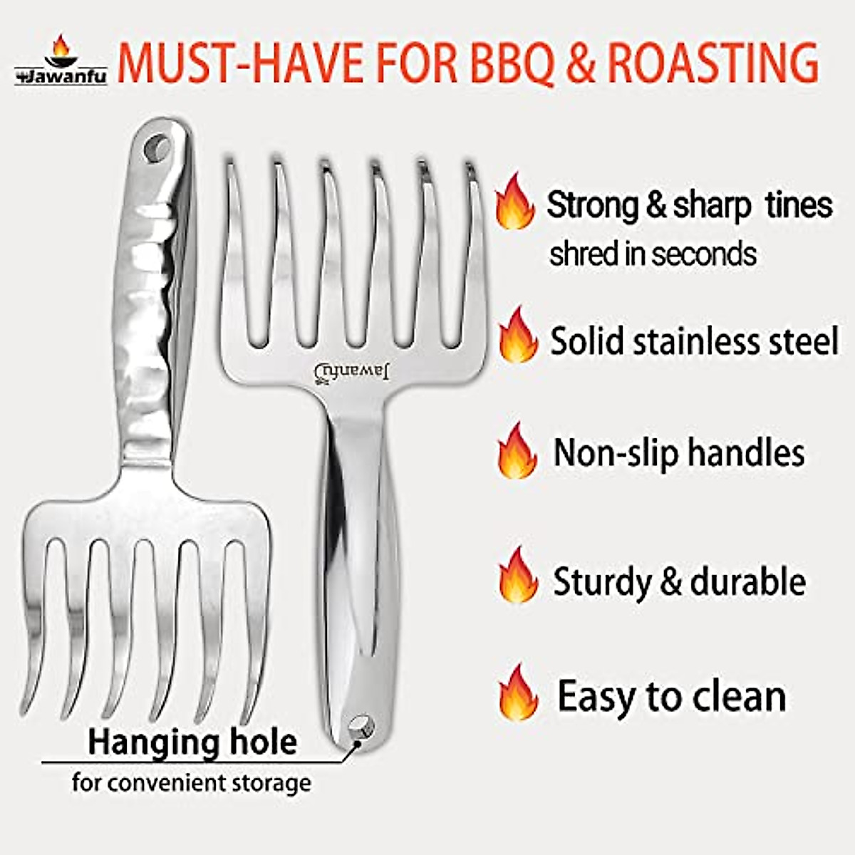 Meat Shredder Claws, Stainless Steel Meat Claws, Bear Claws for Shredding Meat, BBQ Claws For Handling, Lifting, Shredding Pork, Chicken, Pulled Pork Claw x2