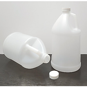 ljdeals 2 Pack 1 Gallon Reusable Plastic Jugs, Ergonomic Handle with Child Resistant Lids, Food Safe, BPA Free, Leak-Resistant, HDPE Plastic Container for Water, Liquids and more, Made in USA