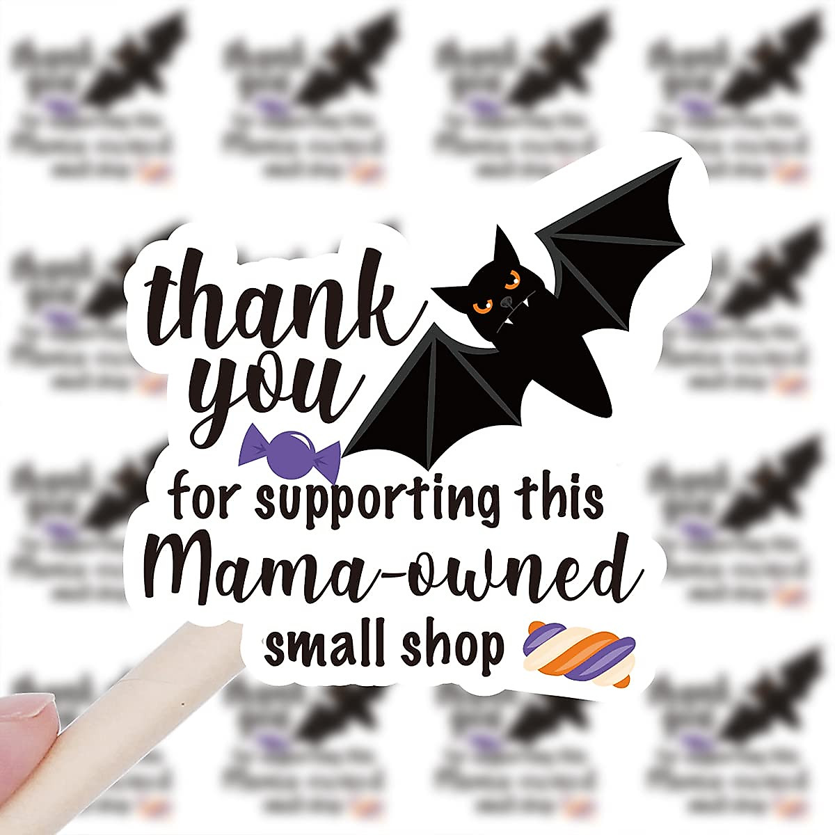 240 PCS Thank You Support Mama Owned Stickers,Funny Small Business Envelopes Stickers for Business Packages/Handmade Goods/Bags,Halloween Theme Small Shop Business Stickers for Envelopes Seals