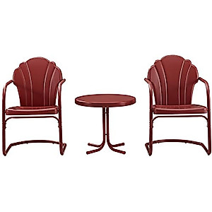Crosley Furniture KO10011RE Tulip Retro Metal 3-Piece Seating Set (2 Chairs and Side Table), Red