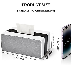 Tissue Box Cover, New PU Leather Kleenex Box Covers Rectangular Tissue Holder for Home/Office/Car Decoration 9.84"X5.59"X4.13" - Elegant Black&White