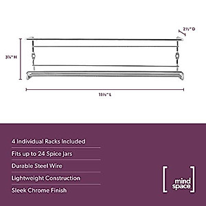 Mindspace Spice Rack Wall Mount, Pantry Cabinet Door Organizer - Set of 4 Hanging Spice & Seasoning Racks Kitchen Storage Organizer | The Wire Collection, Chrome