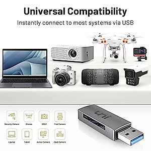 SD Card Reader, uni Micro SD Card Adapter, Mini-Size Aluminum USB 3.0 SD Card Reader Support SD, SDXC, SDHC, MMC, Micro SDXC, Micro SD, Micro SDHC and UHS-I Card, Compatible with Mac/Win/Linux