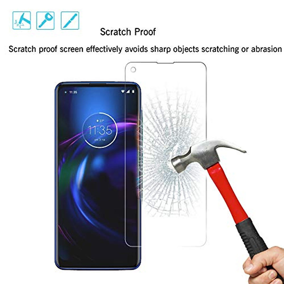 Ailun Screen Protector for MOTO G power 2021 3 Pack Tempered Glass 9H Hardness Ultra Clear Bubble Free Anti-Scratch Fingerprint Oil Stain Coating Case Friendly [Not for Moto G power 2020/2022]