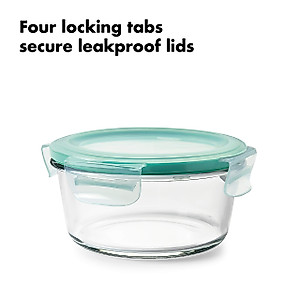 OXO Good Grips 8 Piece Smart Seal Airtight Glass Round Container Set,Blue