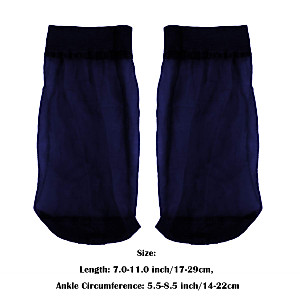 JEATHA 3 Pairs Summer Silk Thin Ankle Sheer Socks Anti-slip Casual Short Over Ankle Socks Stretchy Hosiery for Men Women Navy Blue One Size