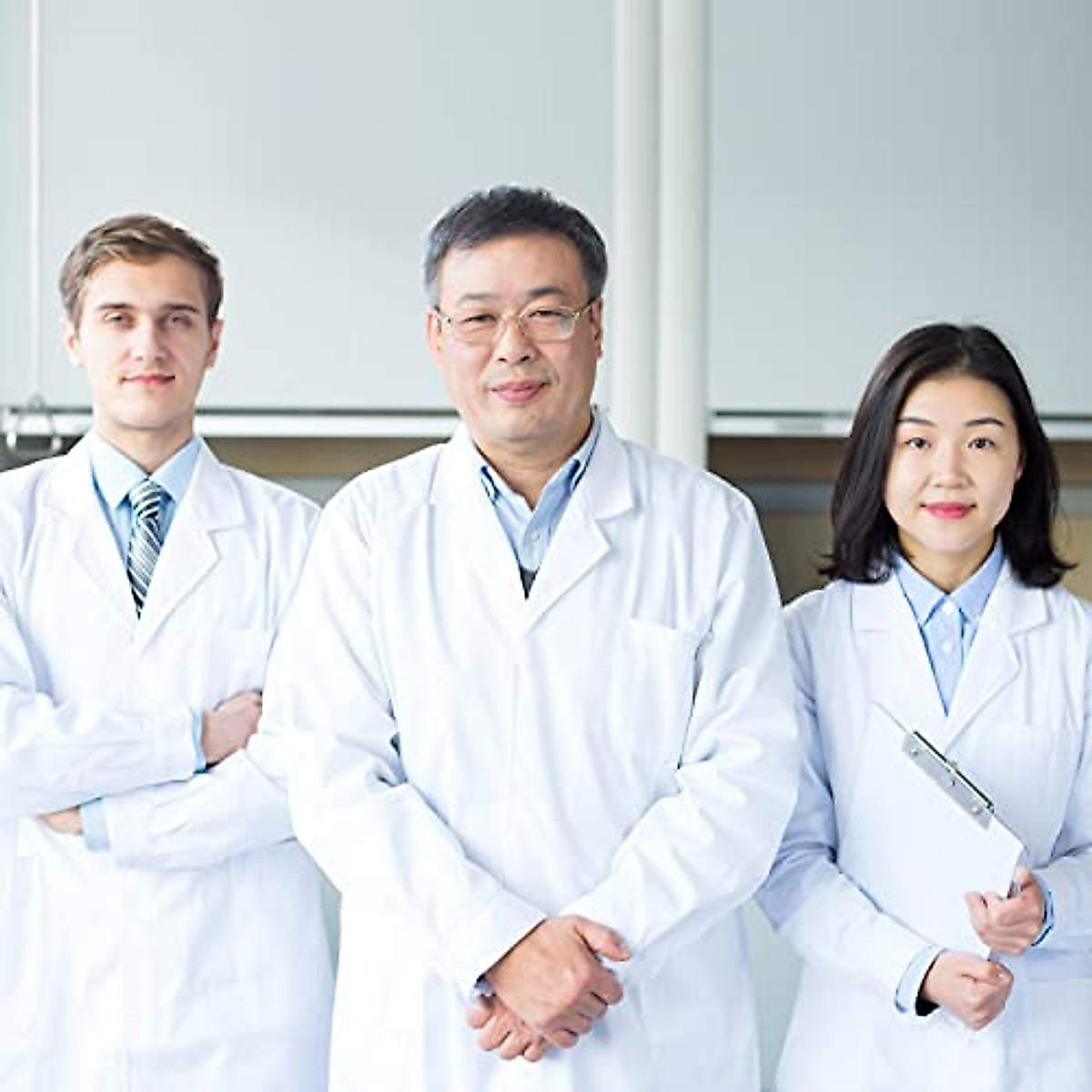 Medvat Premium Non-Iron Cotton White Lab Coat with Hidden Snaps for Adult Men & Women, Doctors & Medical Students, Size S-XL