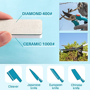 Patelai 2 Pcs Mini Pocket Knife Sharpener Stone Double Sided Diamond Sharpening Stone Whetstone Diamond Ceramic Sharpen Tools for Scissors Knives Outdoor Kitchen Sharpen Tools