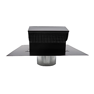 RDP Rooftop Exhaust Vent Cap with Damper and Bottom Extension (10 Inch, Black)