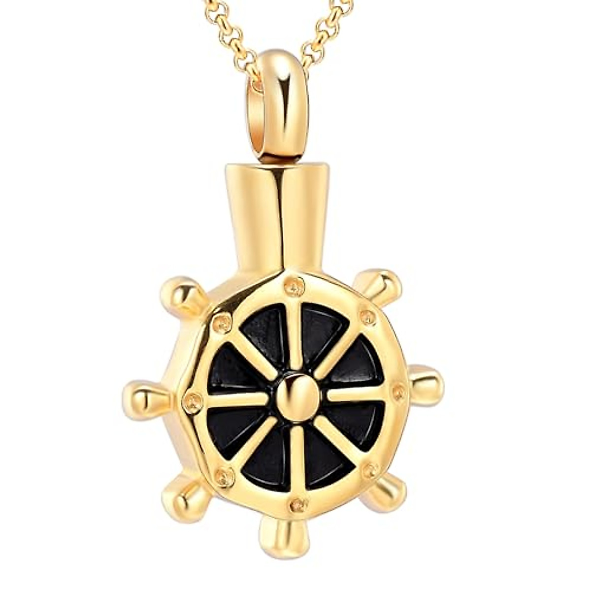 BLNETU Cremation Necklace for Pet Ashes 361L Stainless Steel Rudder Shape Pendant Gift Urn Memorial Jewelry