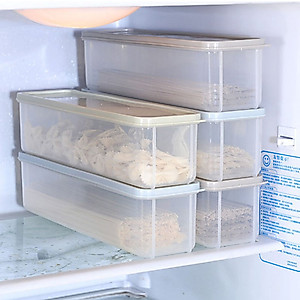 Durable Strip Plastic Storage Box Refrigerator Food Container Dry Food Keepers Organizer Spaghetti Box Cutlery Chopsticks Storage Boxes For Noodle, Cereal, Flour, Sugar, Rice, Snacks (Light Blue)