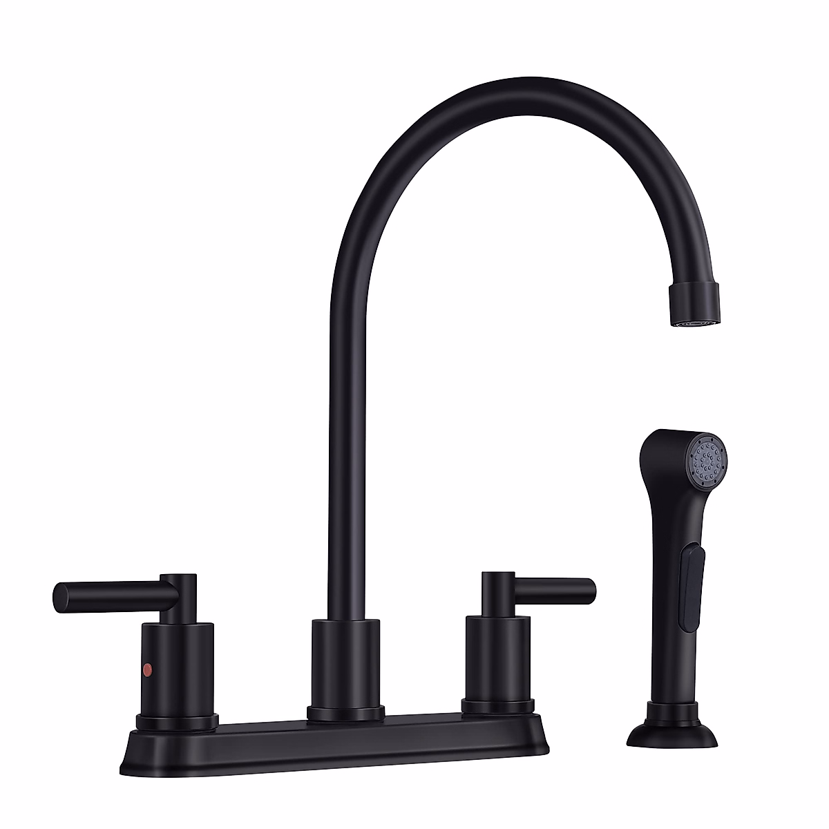 ARRISEA 8 inch Two Lever Kitchen Faucet with Pull Out Side Sprayer,Black Stainless Steel Two Handle Kitchen Sink Faucet,4 Hole Kitchen Faucets with Side Sprayer,Faucet for Kitchen Sink