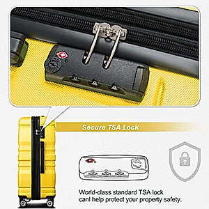 Merax Luggage Sets 3 Piece Suitcase, Hardside Suit case with Spinner Wheels Lightweight TSA Lock, Yellow, 20/24/28 Inch