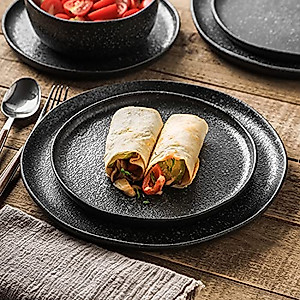Stone Lain Tom Stoneware Reactive Glaze Dinnerware Set, 16-Piece Service for 4, Black-White