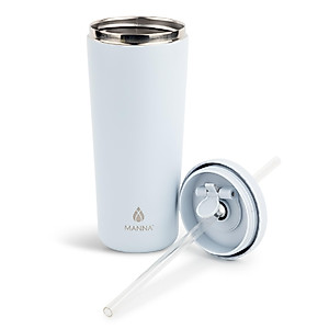 Manna Ranger Double-wall Insulated Stainless Steel Tumbler with Leak-proof Smart Seal Lid and Reusable Tritan Straw - 24 Oz - Agate