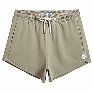 maamgic Sweat Shorts Women Casual Drawstring Cotton Shorts Comfy Elastic Waist Gym Athletic Running Workout Shorts for Women Gray Green