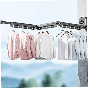 Tri Folding Clothing Rack Suction Cup, Upgraded 3-Fold Retractable Clothes Drying Rack with Suction Cup Clothes Laundry Hanger with Extension Pole Wall Laundry Drying Rack (White, One Paragraph)