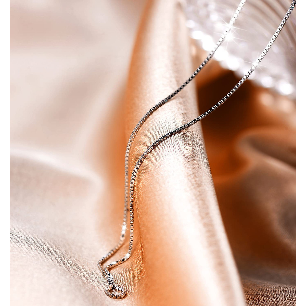 AllenCOCO Mens Silver Chain, 925 Sterling Silver Necklace for Women, 16 18 20 Inch Box Chain, Dainty Pure Silver Jewelry Gift