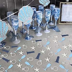 Coastal Grandma Bachelorette Party Confetti - Last Toast on the Coast Bachelorette Party surprise,Bachelorette Party Decor,Wine Cup Diamond Ring Shells Starfish Paper Scatter for Bridal Shower
