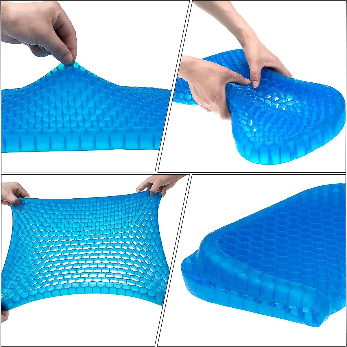 GHEMYULP Gel Seat Cushion,Office Chair Car Wheelchair Seat Cushion for Long Sitting,Cooling Seat Cushion Honeycomb Design with Non-Slip Cover,Pressure Relief(Arc:16.5 x 15.0 x 1.9 inches)