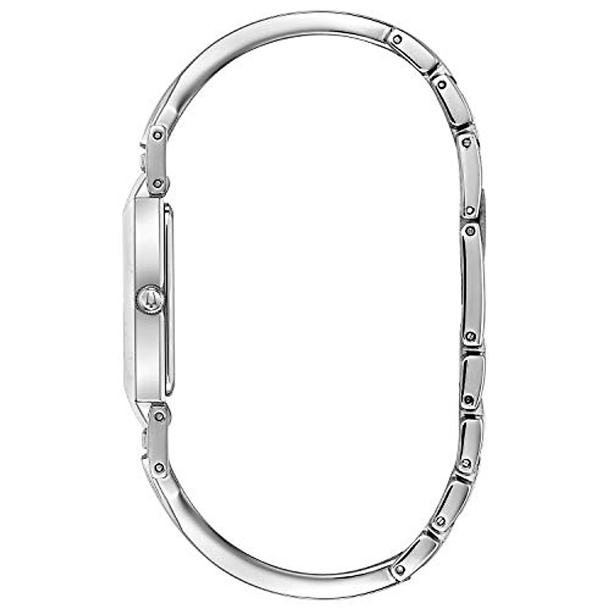 Bulova Ladies' Classic Diamond Dial Quartz Stainless Steel Watch, Rectangle, Mother-of-Pearl, Silver/Black Dial