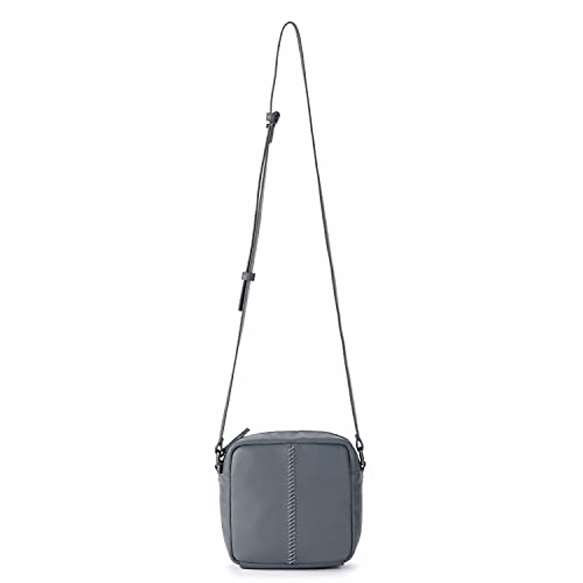 The Sak Maisie Square Crossbody in Leather, Adjustable Strap, Dusty Blue