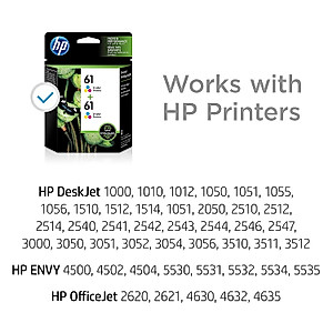 HP 61 | 2 Ink Cartridges | Tri-color | Works with HP DeskJet 1000 1500 2050 2500 3000 3500 Series, HP ENVY 4500 5500 Series, HP OfficeJet 2600 4600 Series | CH562WN