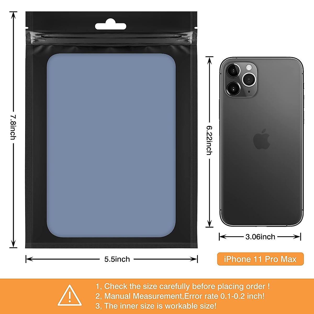 LODROC 100 Pieces Resealable Mylar Ziplock Bags with Clear Window - 5.5x7.8 Inches Smell Proof Bag Coffee Beans Packaging Pouch for Food Self Sealing Storage Supplies Jewelry Electronics Party, Black