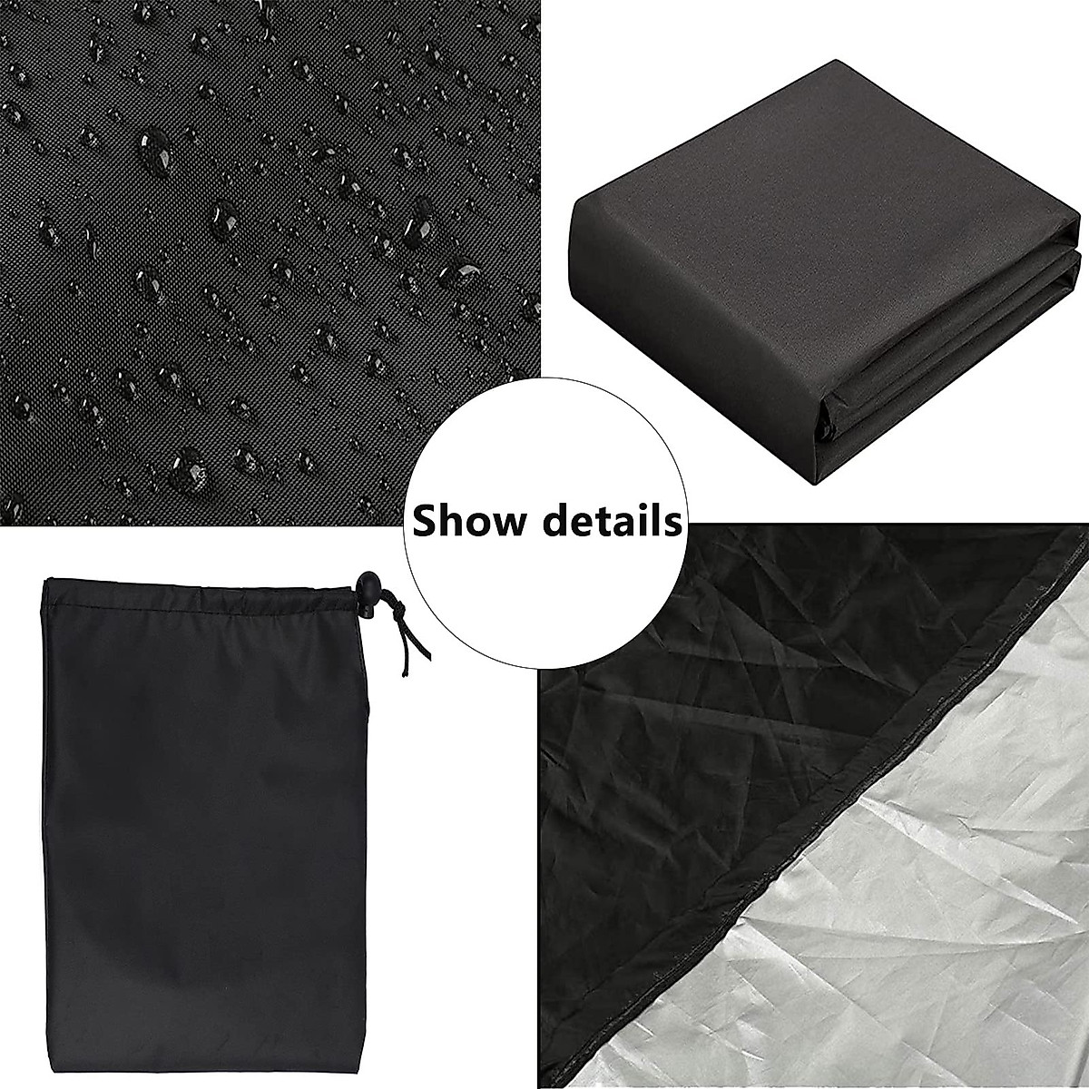 QIAOH Outdoor Table Cover Rectangular 82x42x28in, Garden Furniture Cover, Square Heavy Duty Rattan Furniture Cover, Waterproof, Patio Furniture Covers, Outdoor Furniture Covers Square