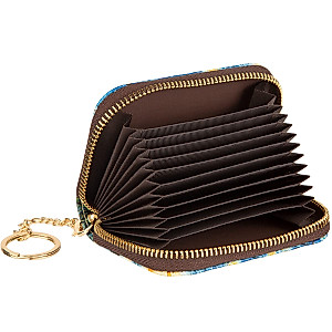 ANNAMISSI Womens Leather Wallet RFID Blocking Credit Card Holder Zipper Card Case for Ladies Girls Christmas Gift(Christmas)