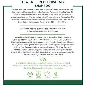 Desert Essence Tea Tree Daily Replenishing Shampoo, 12 Ounce - 6 per case.