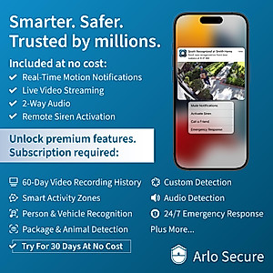 Arlo Ultra 2 Spotlight Camera 4K HDR (Camera only, SmartHub Sold Separately | Wireless Home Security Camera | Color Night Vision, Motion Sensor, 180º View, 2-Way Audio, Black