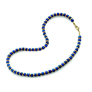 MUSEUM REPRODUCTIONS Lapis Lazuli Sumerian Beaded Necklace - 16" - Authentic Gemstone Choker - Made in USA