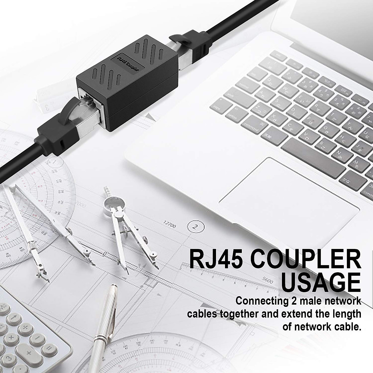 ZUZONG RJ45 Ethernet Coupler, RJ45 Coupler for Cat7/ Cat6e/Cat6/Cat5e/Cat5 Ethernet Cable Extender Adapter Female to Female rj45 Extender for PC Switch Router Gaming Console (2 Pack Black)
