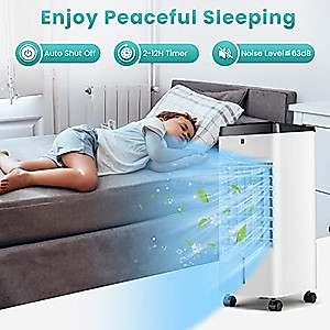 LDAILY 3-in-1 Evaporative Air Cooler, Wide Oscillating Air Cooler w/ 4 Modes, 3 Speeds, 2-12H Timer, Remote Control & 2 Ice Packs, 3.5L Water Tank, Air Cooler for Room Home Office