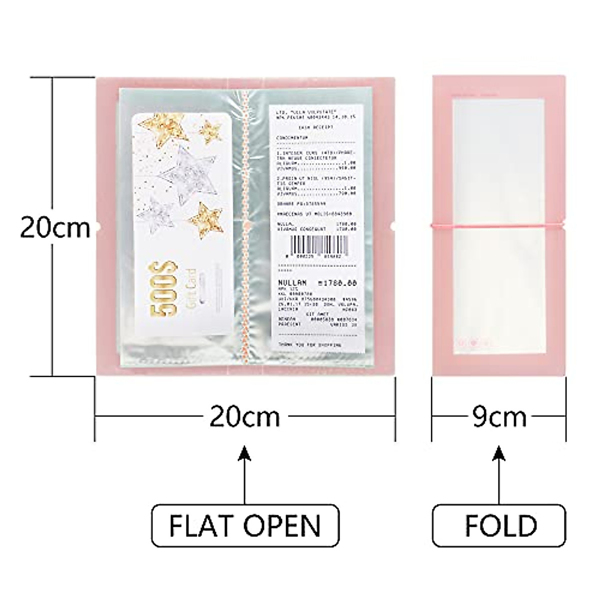 RIIEYOCA 2 Pcs Mini File Folder 30 Pockets,Plastic Wallet for Cards,Coupons,Receipt,Tax Item, Storage File Manager with Color Labels (Pink+Yellow)
