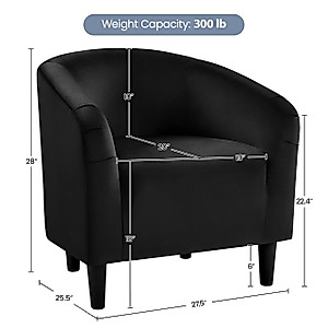 Yaheetech Barrel Chair, Modern Accent Chair Comfy Velvet Armchair Club Sofa Chair Vanity Chair for Living Room Bedroom Office Small Space, Black