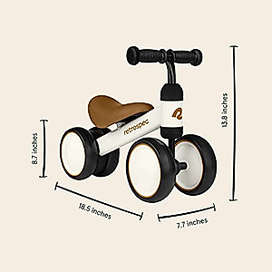 Retrospec Cricket Baby Walker Balance Bike with 4 Wheels for Ages 12-24 Months - Toddler Bicycle Toy for 1 Year Old’s - Ride On Toys for Boys and Girls - One Size,Eggshell