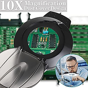 10X LED Magnifying Lamp with Clamp, KIRKAS 2,200 Lumens Dimmable Super Bright Daylight Magnifying Glass with Light, Adjustable Swivel Arm Lighted Magnifier lamp for Reading Repair Crafts- Black