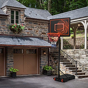 MoNiBloom Basketball Hoop Portable Height Adjustable Basketball Hoop Stand, 29" Backboard Basketball Goals Indoor Outdoor Garage, 5 to 7 Ft Adjustable Height Basketball Hoop for Youth Use, Black