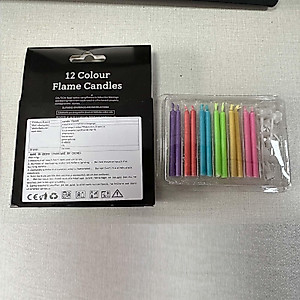 Birthday Cake Candles Happy Birthday Candles Colorful Candles Holders Included (Colorful, 12)